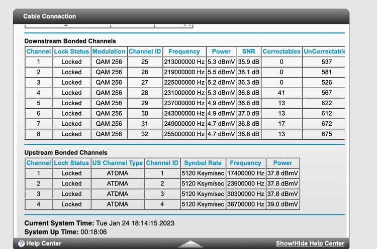 Sanity Check - Downstream Bonded Channel Frequencies and Power Levels ... Sanity Check - Downstream Bonded Channel Frequencies and Power Levels ...